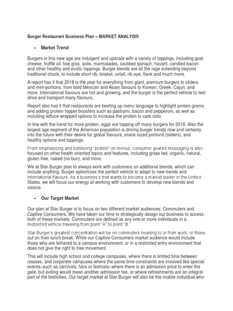 Burger Restaurant Business Plan | PDF | Hamburgers | Insurance