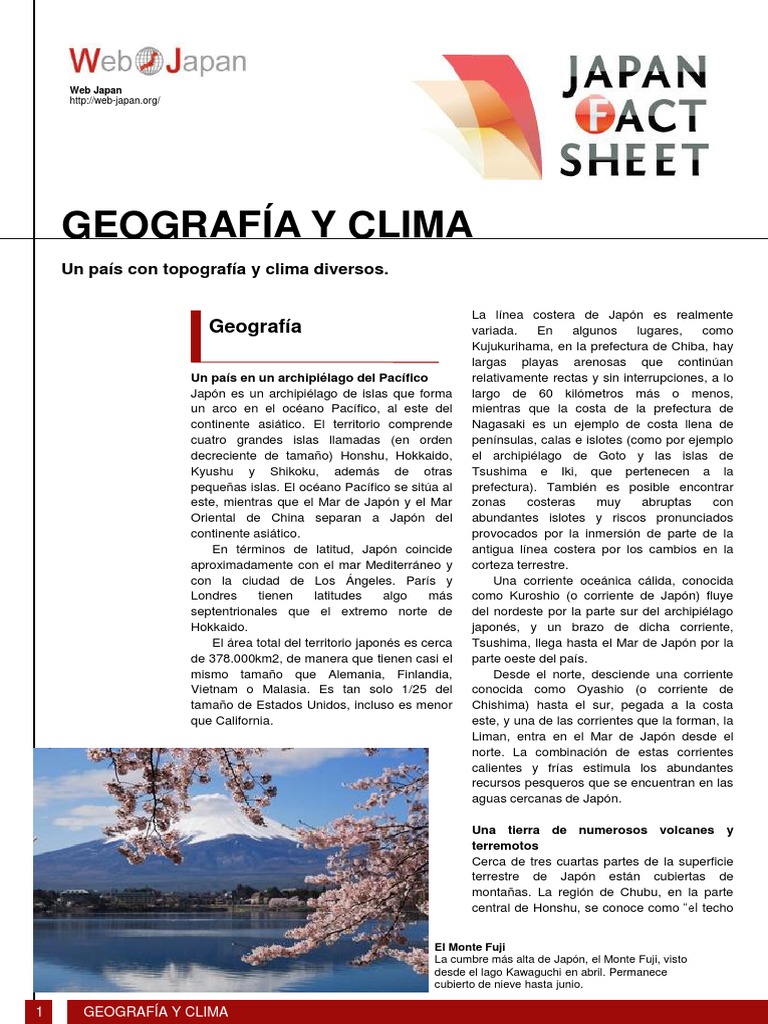 Japan Fact Sheet | PDF | Japón | Ciclones tropicales
