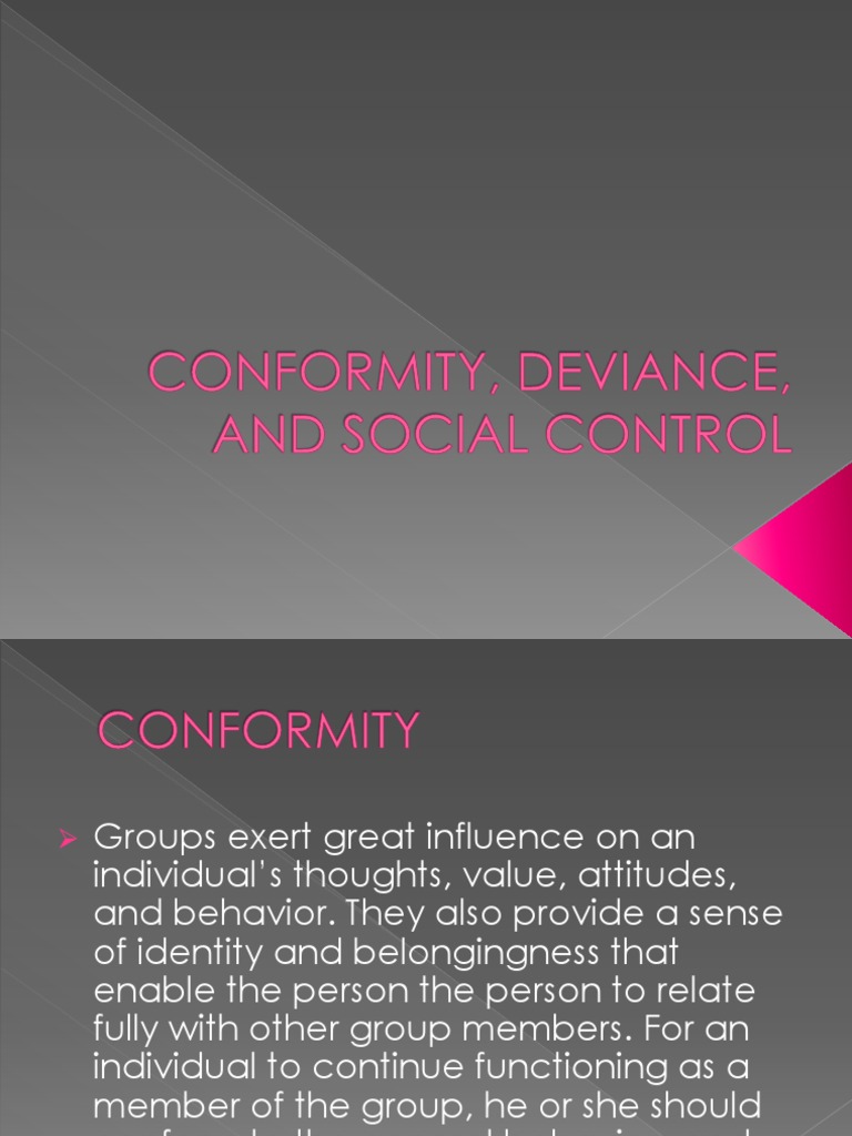 Conformity Deviance And Social Control Pdf