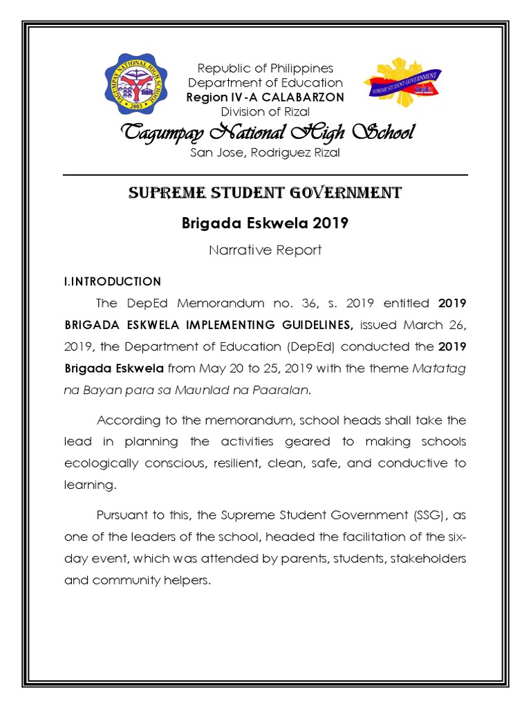 Brigada Eskwela 2019 | PDF | Learning