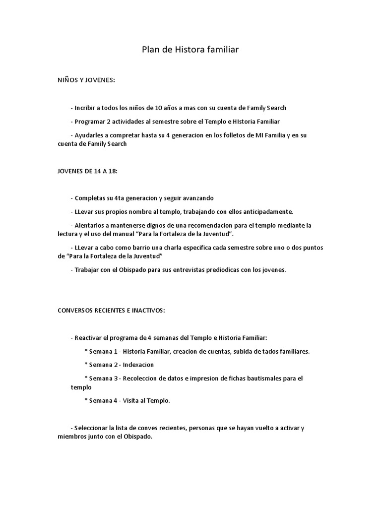 Plan Del Templo e Historia Familiar | PDF