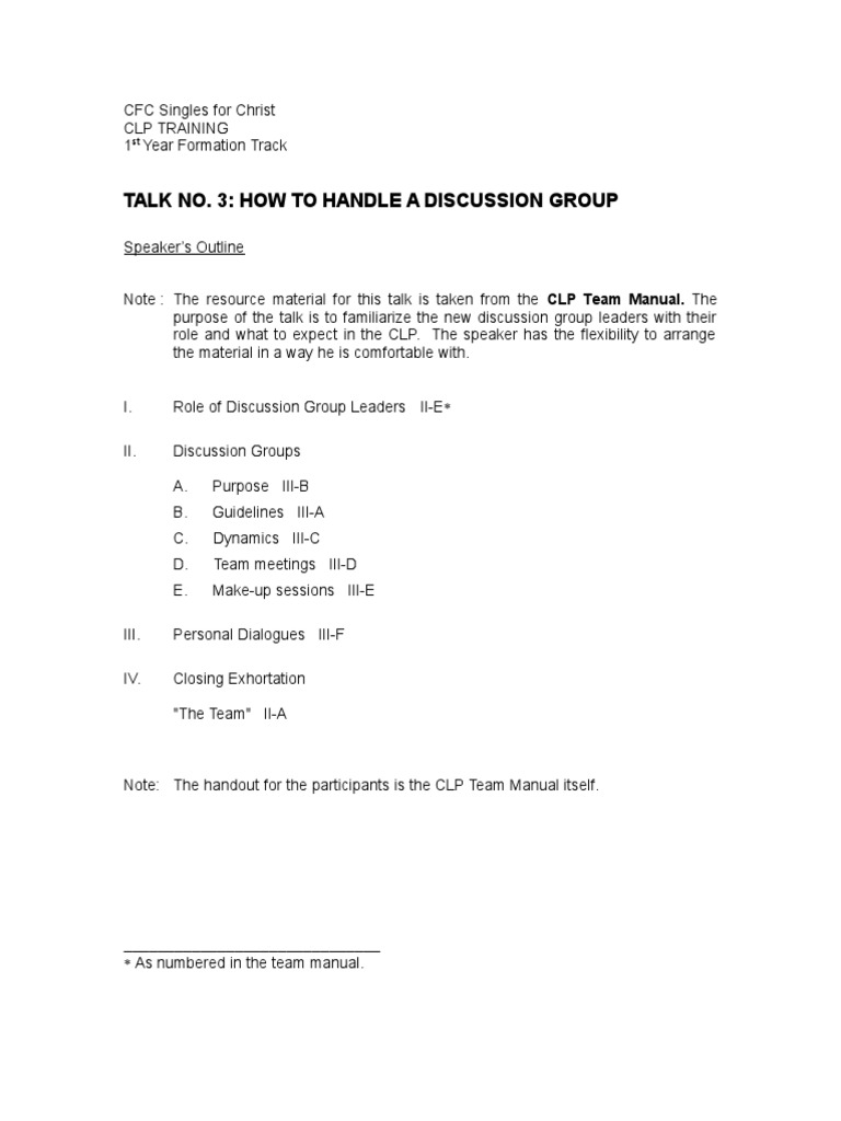 Talk No 3 How To Handle A Discussion Group | PDF