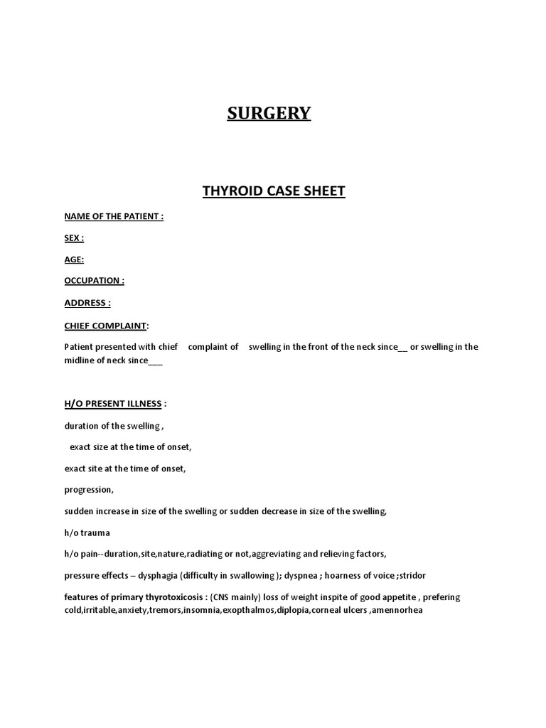 Thyroid Case Sheet | PDF | Hyperthyroidism | Thyroid