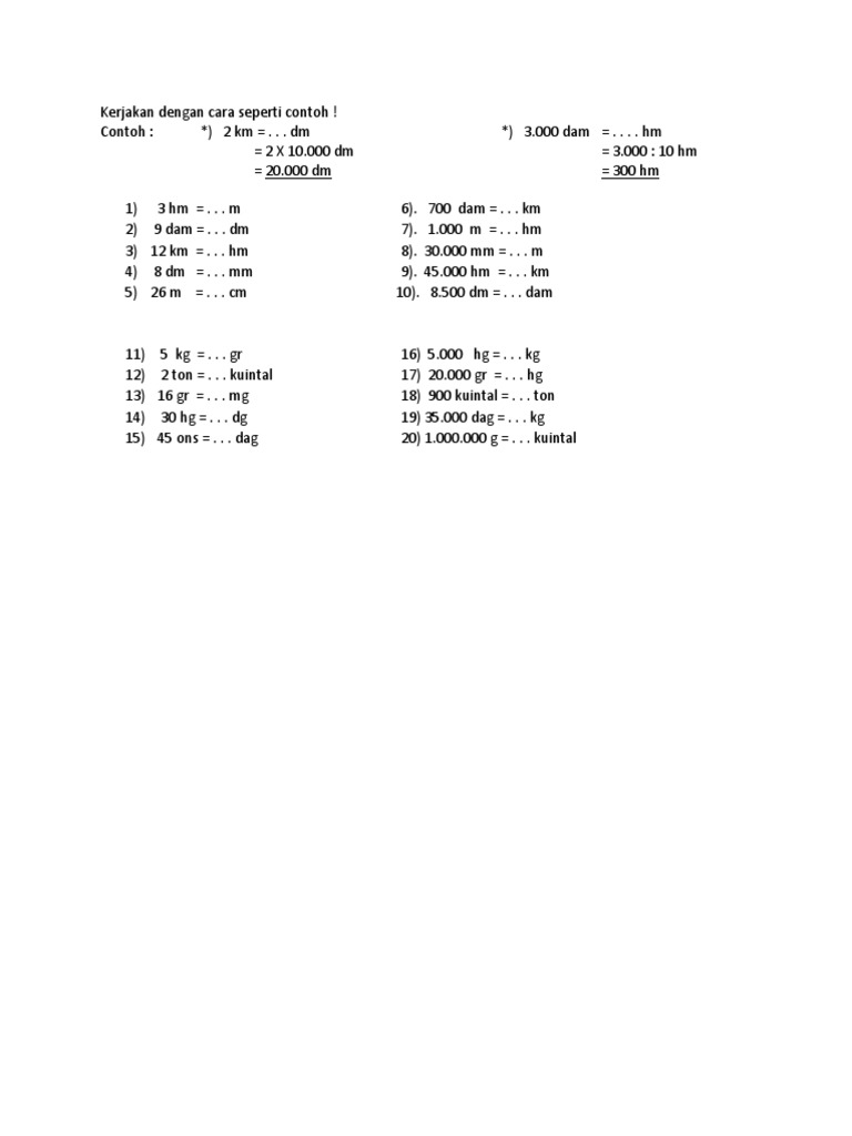 Latihan Soal Satuan Panjang Dan Satuan Berat | PDF