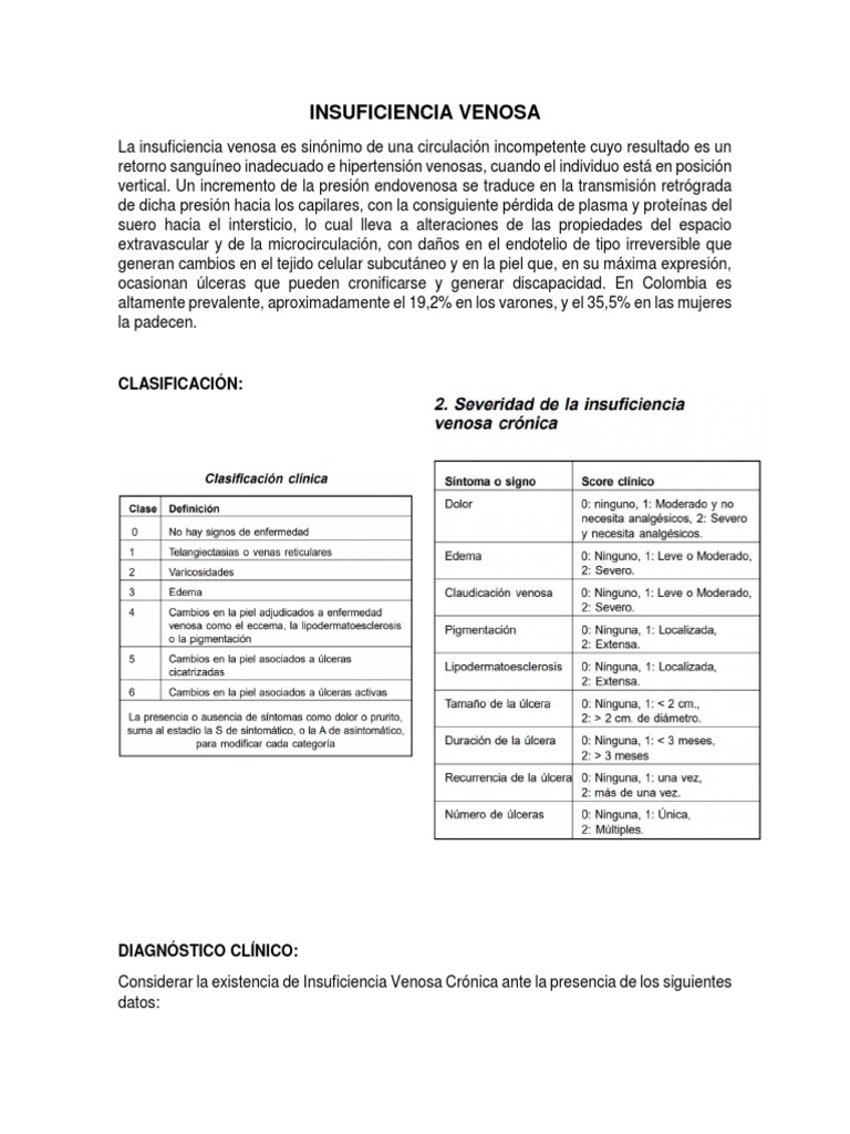 Diagnóstico Y Manejo De La Insuficiencia Venosa Pdf Medicina