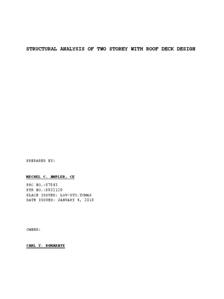Structural Analysis of Two Storey With Roof Deck Design | PDF