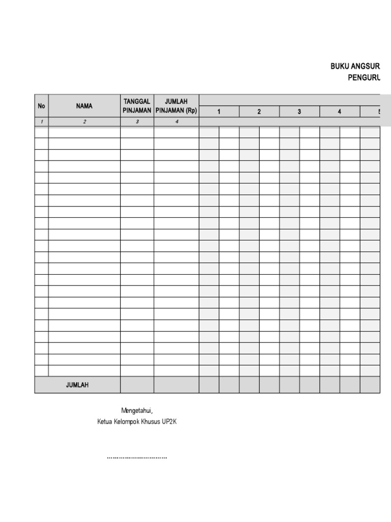 Buku Daftar Angsuran & Tabungan Up2k | PDF
