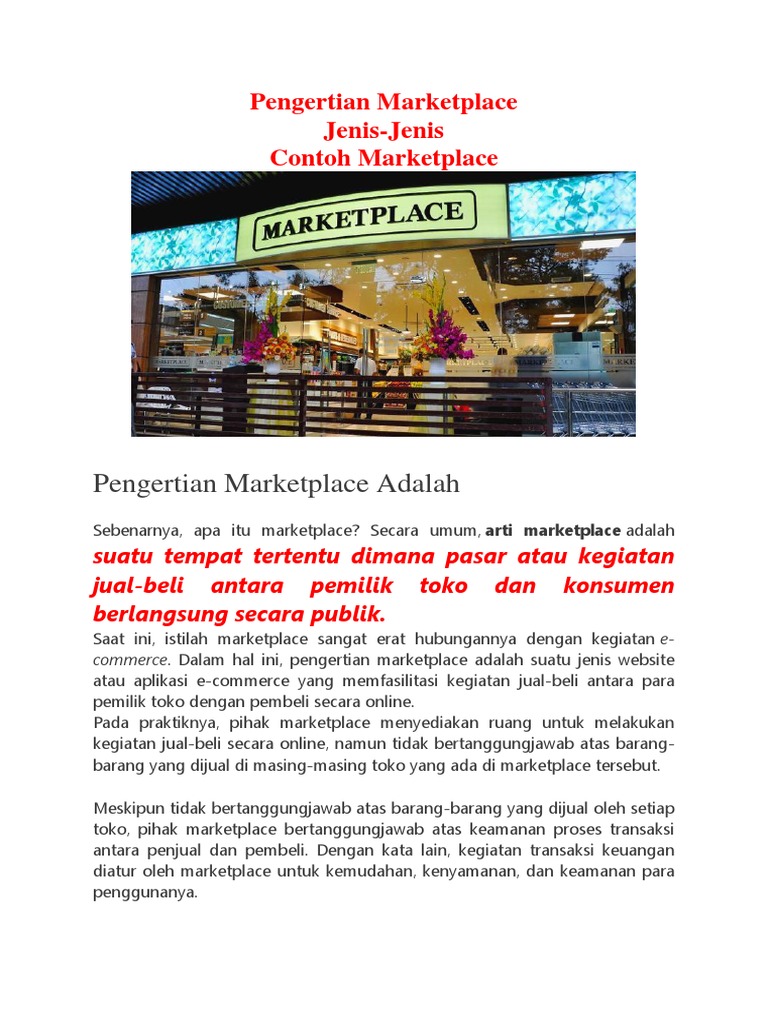 Pengertian Marketplace | PDF