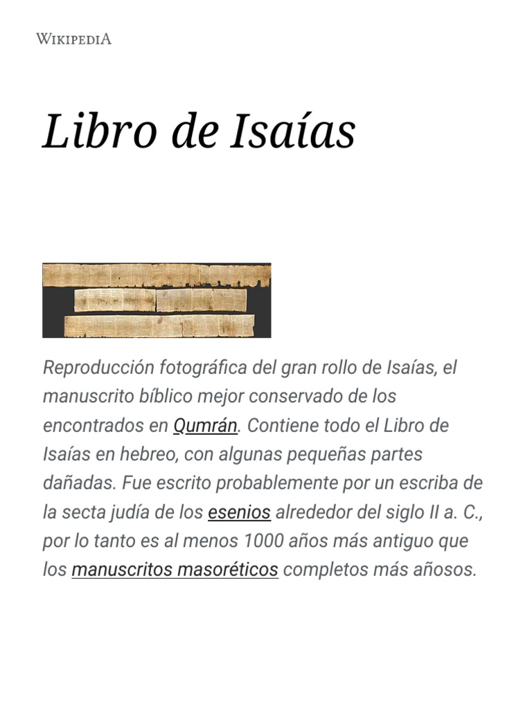 Libro de Isaías - Wikipedia, La Enciclopedia Libre | PDF | Libro de ...