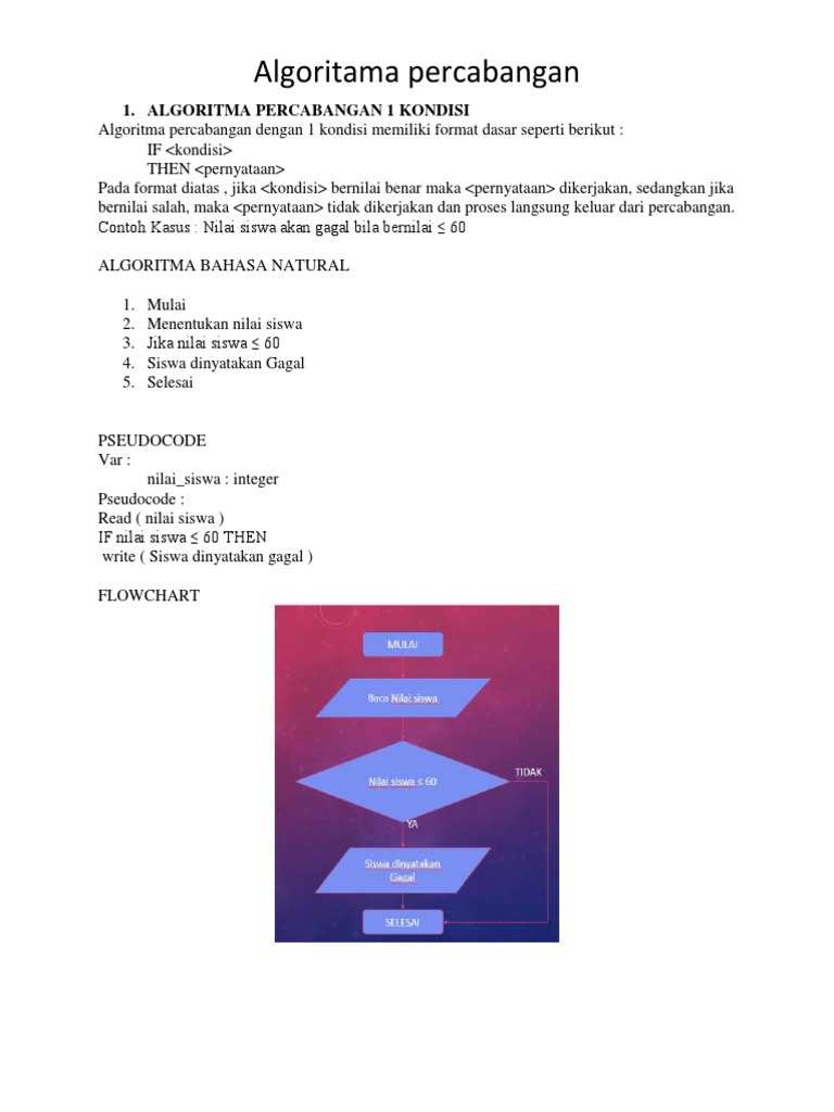 Algoritma Percabangan-1 | PDF | Metode & Bahan Ajar