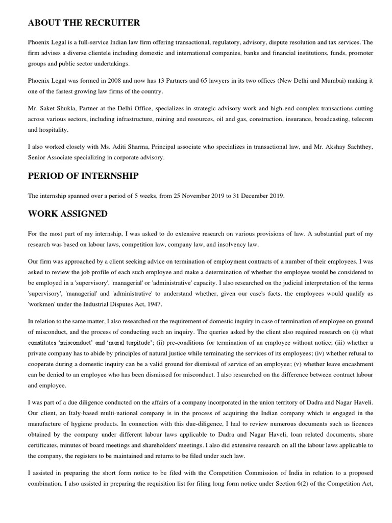 Winter Internship Write-Up PDF | PDF | Employment | Mergers And ...