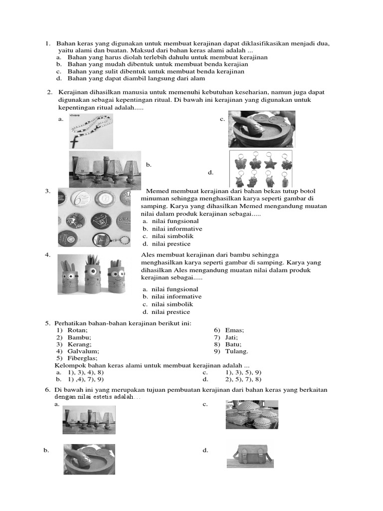 Soal Kerajinan Bahan Keras | PDF