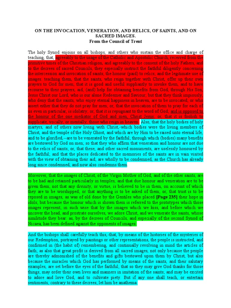 On The Invocation, Veneration and Relics of Saints and On Sacred Images | PDF | Relic | Saint