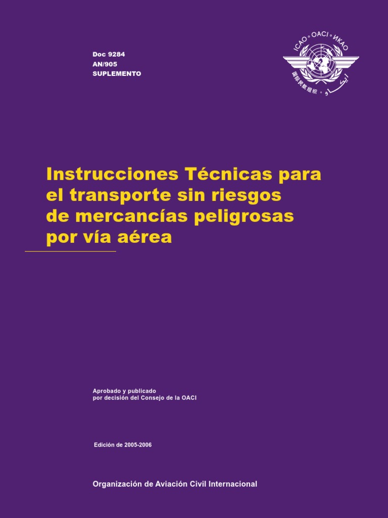 Doc 9284 Suplemento - Instrucciones técnicas para el transporte sin ...