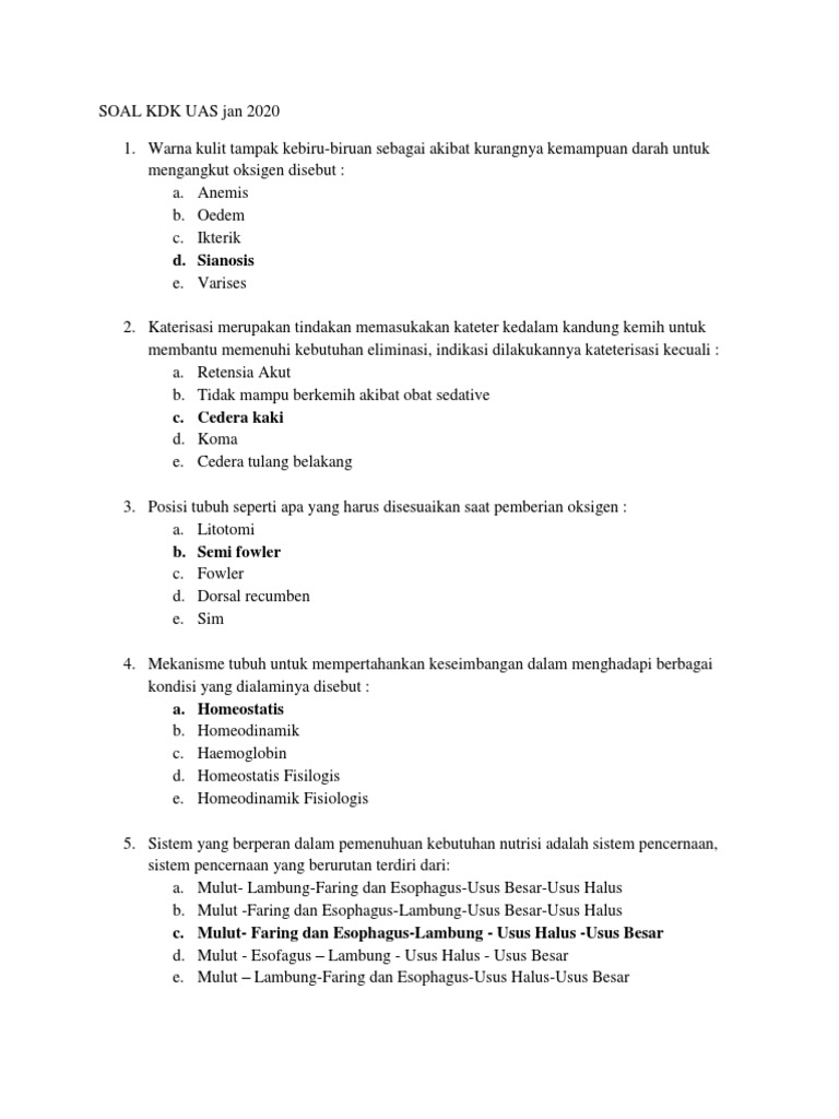 SOAL KDK UAS Januari 2020 | PDF | Pengembangan Diri