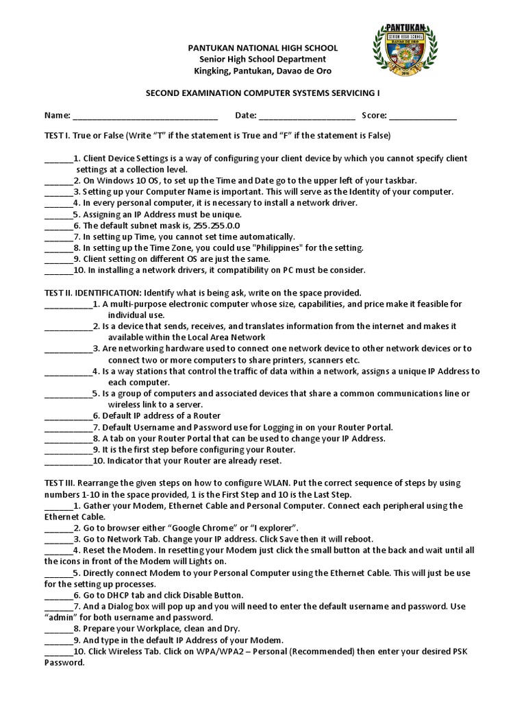 Css Exam NETWORKING 1 | PDF | Operating System | Microsoft Windows