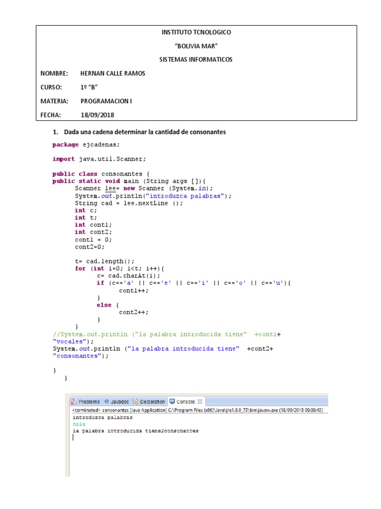 Ejercicios de cadenas de caracteres en Java | PDF | Codificación de caracteres | Sintaxis (Lógica)