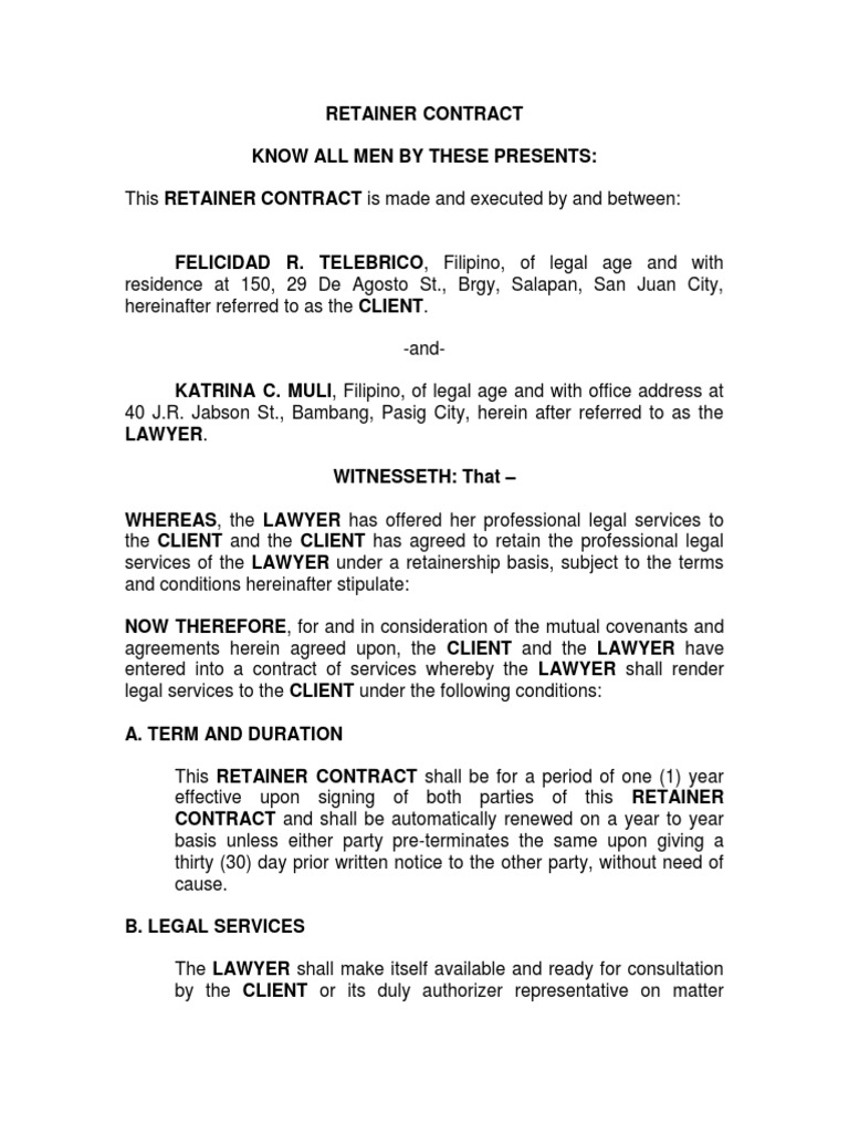 Retainer Contract | PDF | Lawyer | Justice