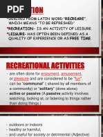 Active and Passive Recreational Activities | PDF | Physical Fitness ...