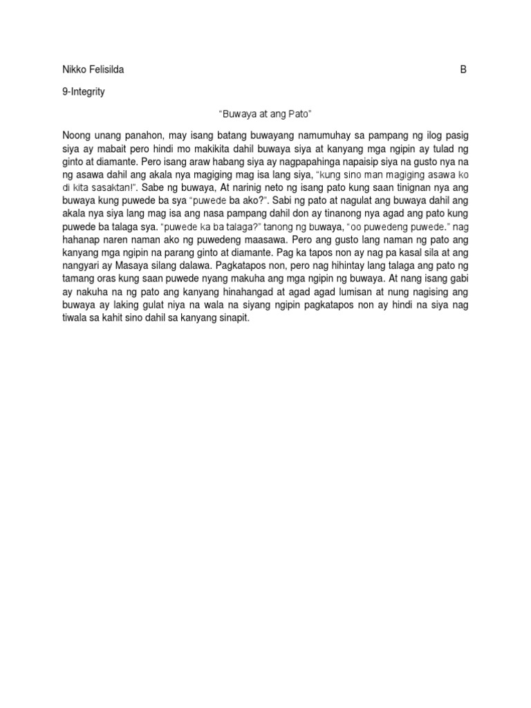 Buwaya at Ang Pato | PDF