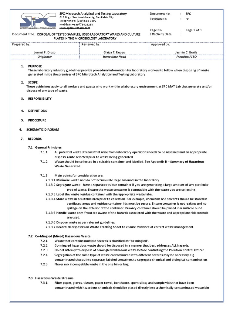 SOP. Waste Disposal | PDF | Solvent | Waste