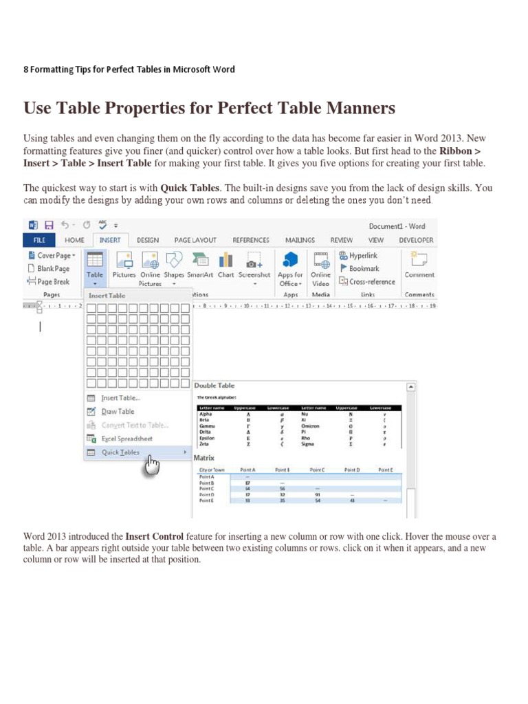 8 Formatting Tips For Perfect Tables in Microsoft Word | PDF | Comma ...