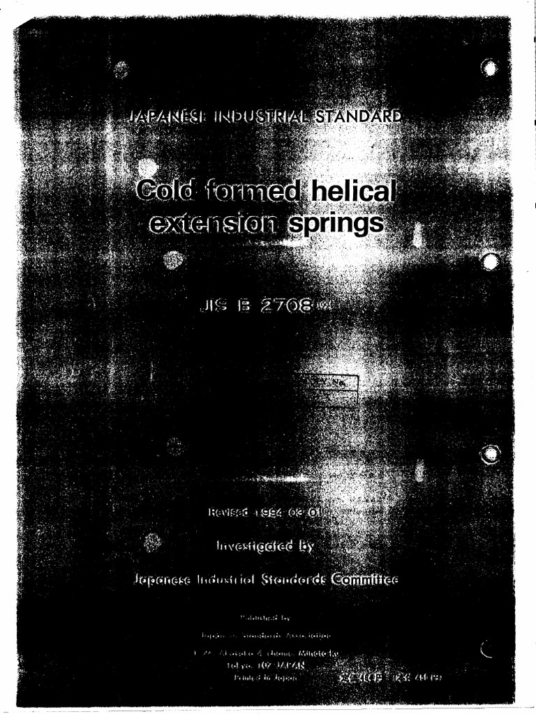 JIS B 2708 (1994), Cold Formed Helical Extension Springs | PDF