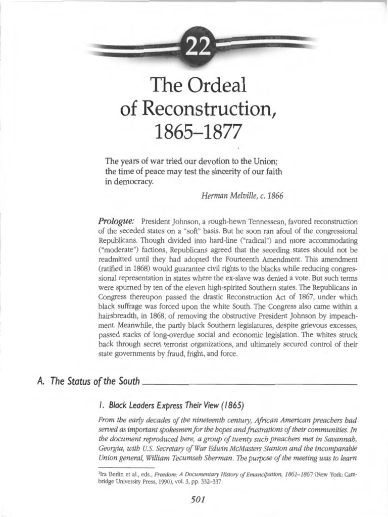 Chapter 22 - Ordeal of Reconstruction PDF | PDF | Reconstruction Era ...