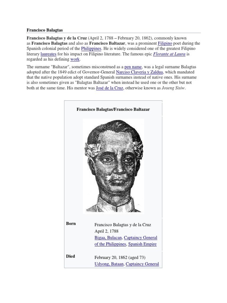 Francisco Balagtas | PDF | Philippines | Poetry