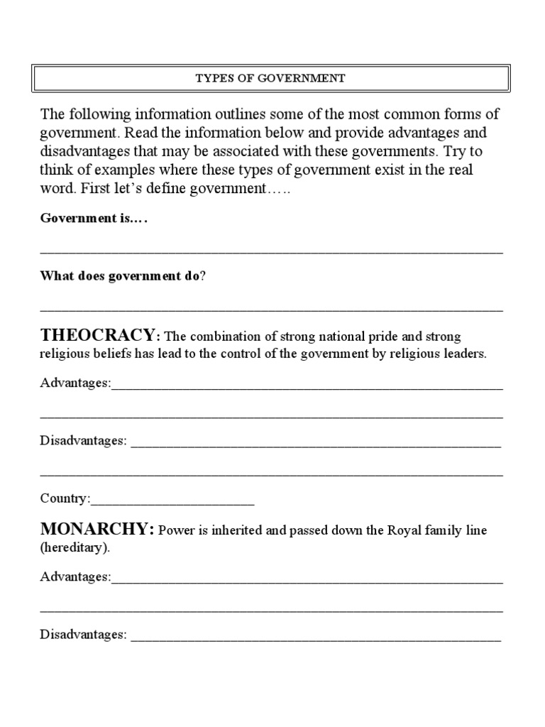 Types of Government | PDF | Democracy | Political Ideologies