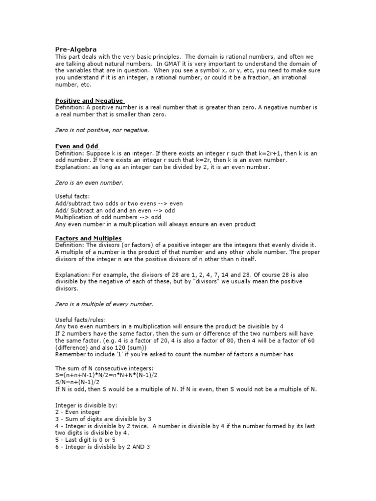 Pre-Algebra: Positive and Negative | PDF