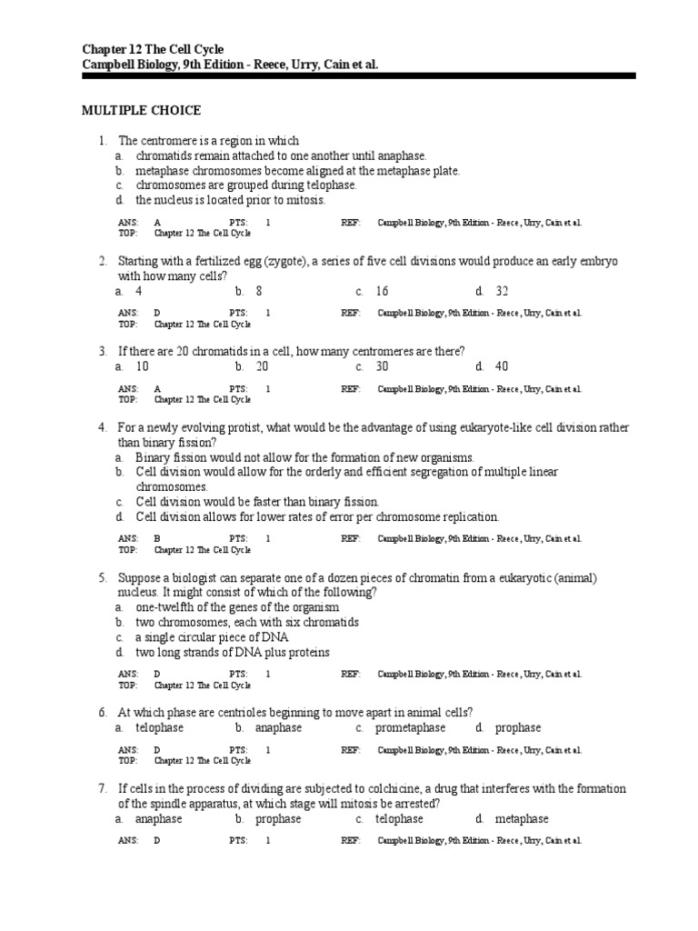 Chapter 12 The Cell Cycle | PDF | Mitosis | Cell Cycle
