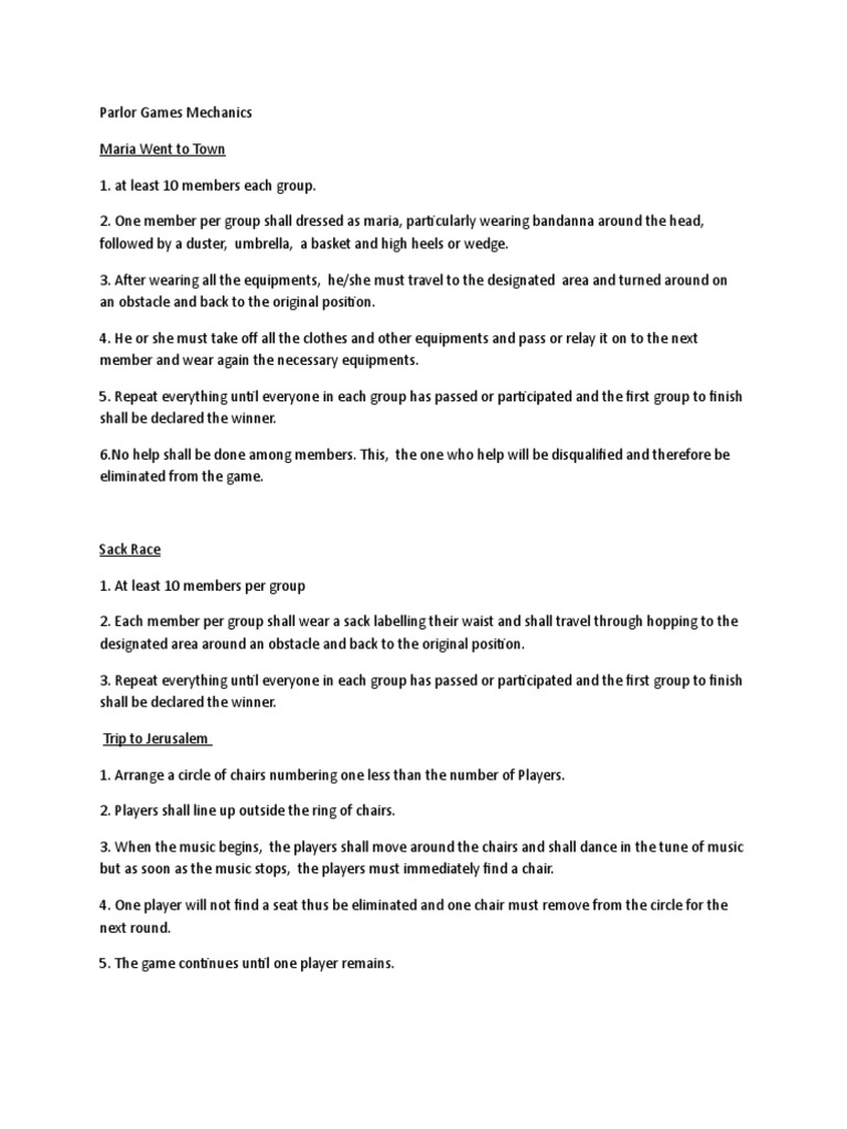 Parlor Games Mechanics | PDF | Sports | Leisure