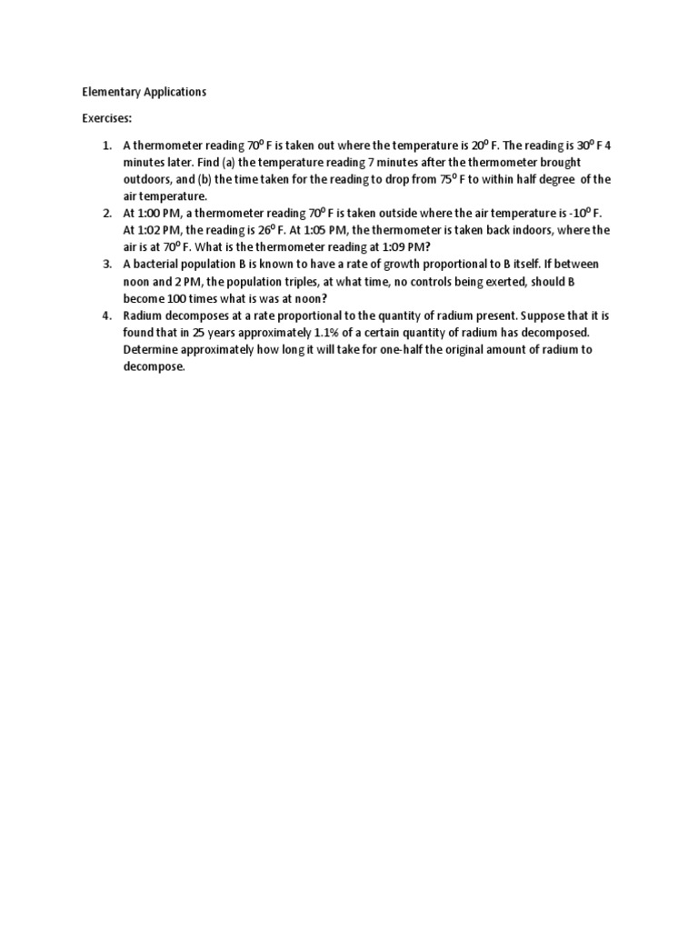 Exercises DE Elementary Applications | PDF