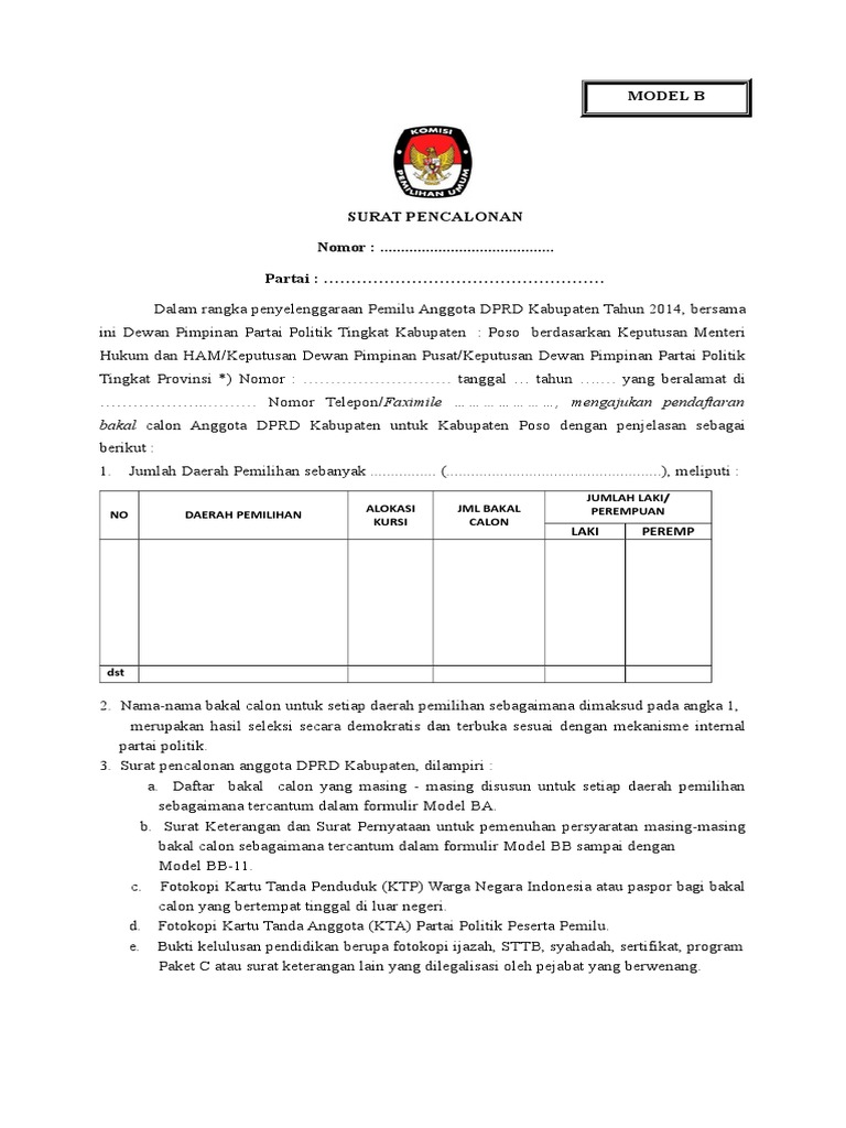 Formulir Model B | PDF