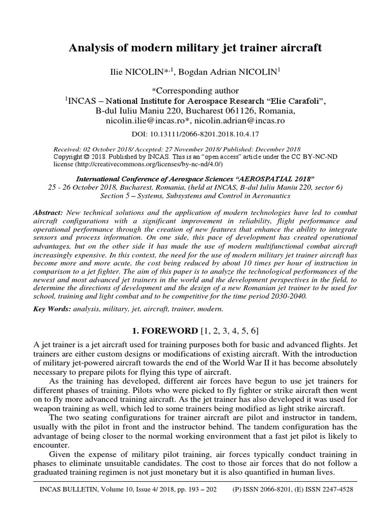 Analysis of Modern Military Jet Trainer Aircraft PDF | PDF ...