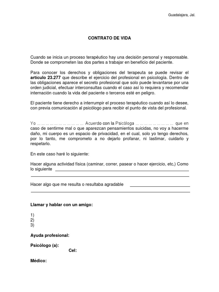 Contrato de Vida | PDF | Relaciones personales, crianza y desarrollo ...