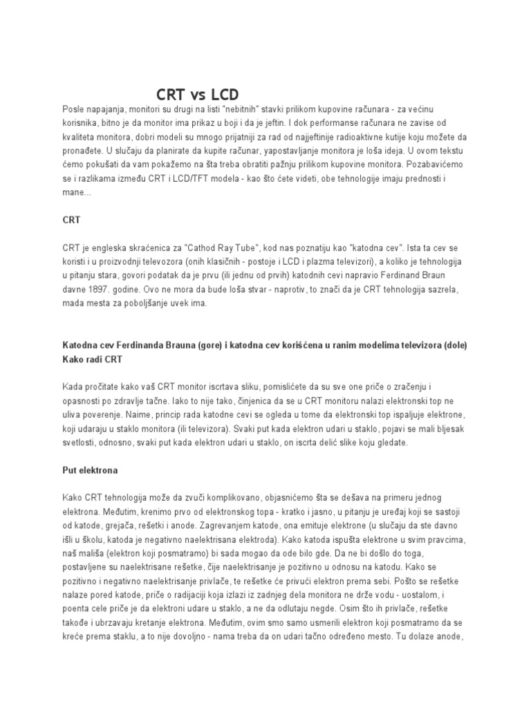 CRT Vs LCD | PDF