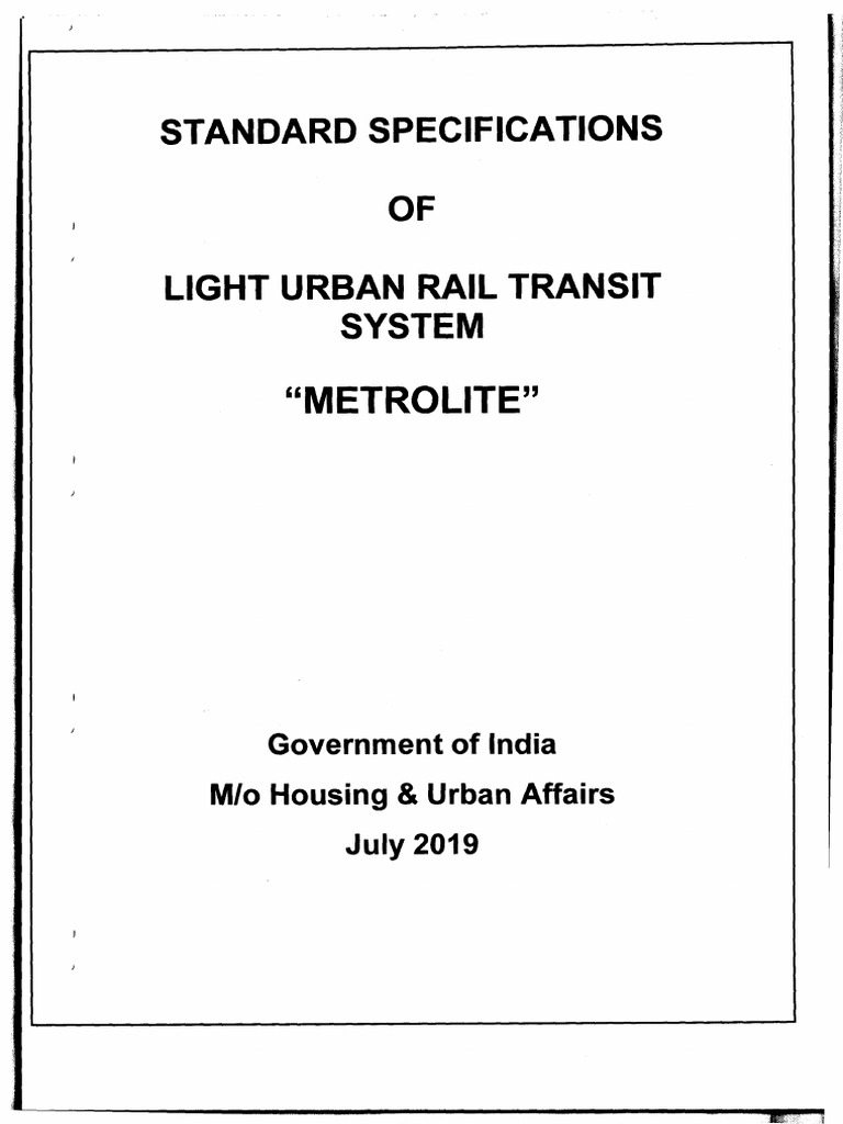 STANDARD SPECIFICATIONS For Metrolite | PDF | Rapid Transit | Train