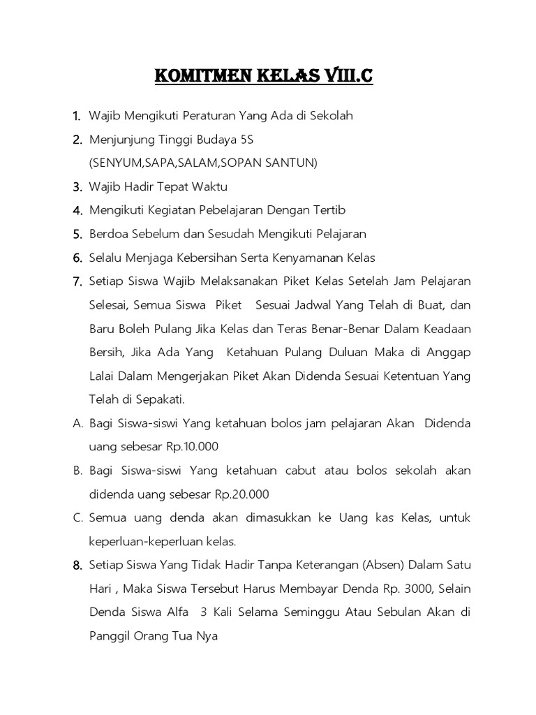 Komitmen Kelas 8c Pdf