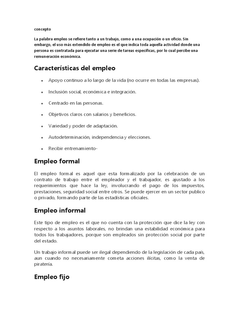 Concepto Empleo | PDF | Empleo | Derecho laboral