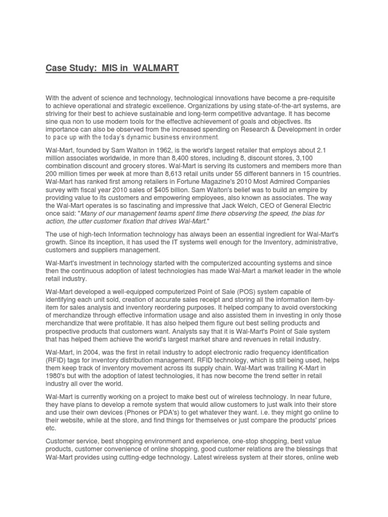 Case Study Walmart | PDF | Walmart | Retail