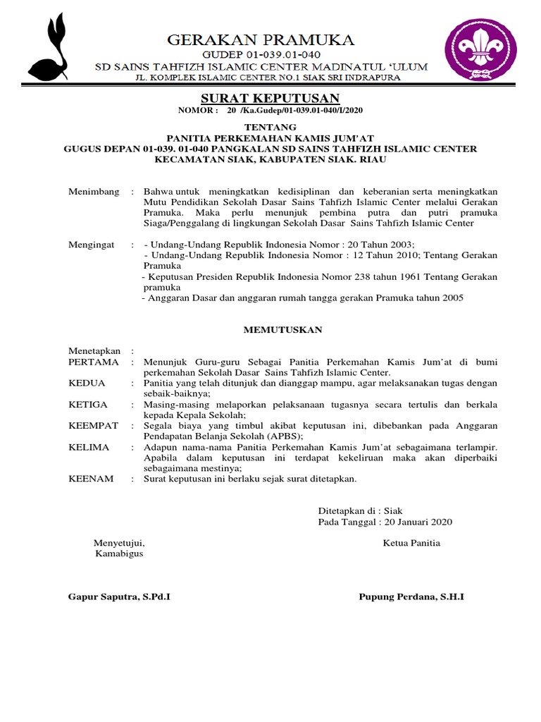 SURAT KEPUTUSAN PRAMUKA Perkajum | PDF