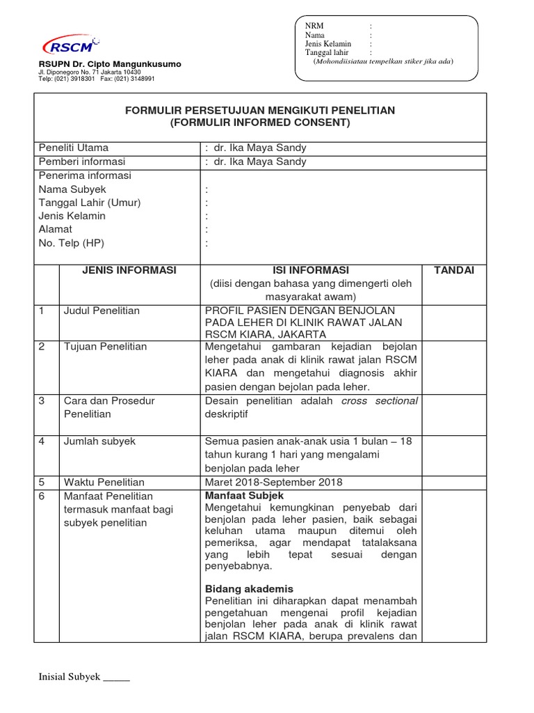 Formulir Informed Consent | PDF