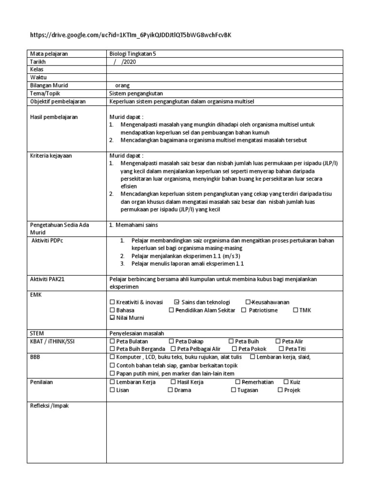 RPH Biologi F5 2020 | PDF