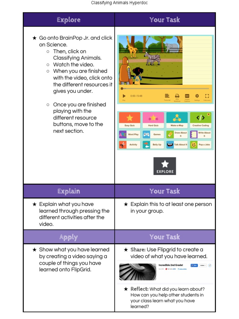 Classifying Animals Hyperdoc | PDF
