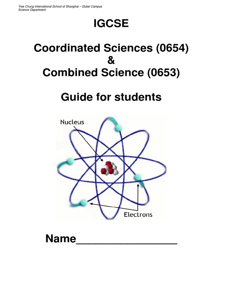 Igcse Coordinated Sciences 0654 Combined Science 0 ...