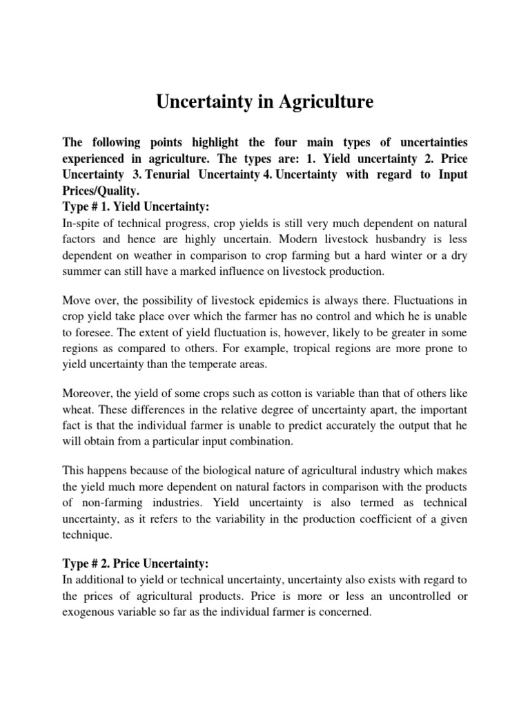 04 Uncertainty in Agriculture | PDF | Market Power | Agriculture