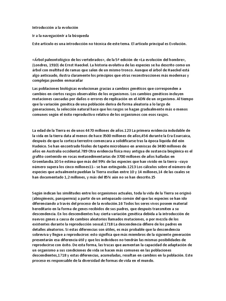 Introducción A La Evolución | PDF | Gene | Charles Darwin