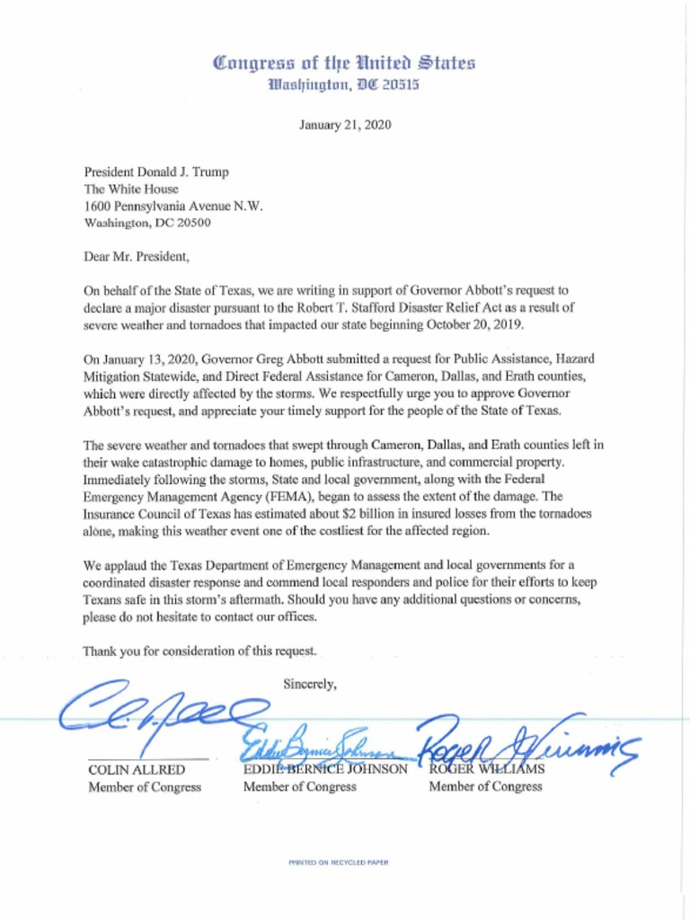 Disaster Letter POTUS | PDF